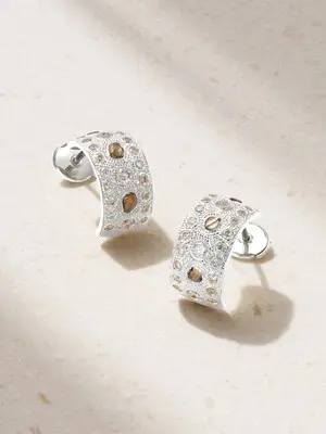 DE BEERS LONDON Talisman 18-karat White Gold Diamond Hoop Earrings - Silver