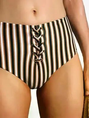 AMUSE Striped Lace-up Bandeau Bikini