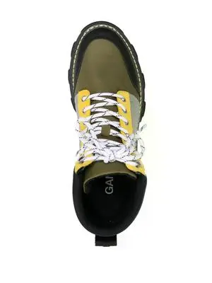 GANNI Cleated Lace-up Hiking Boots - Green