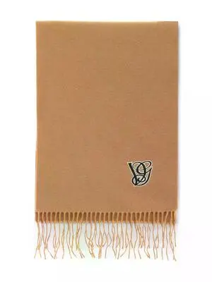 Valentino Garavani Logo-embroidered Fringed Scarf - Neutrals