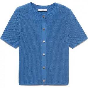 Mango Short Sleeve Cardigan - Vibrant Blue