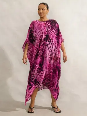 LIVE UNLIMITED Animal Print Kaftan Dress - Pink