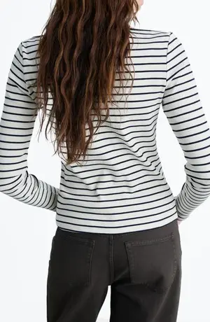 Mango Stripe Boat Neck Top - Off White