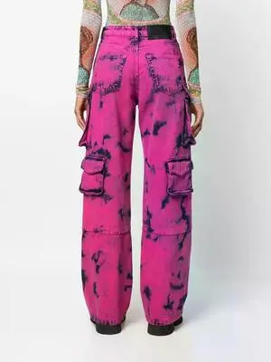 MSGM Two-tone Acid-wash Wide Leg Jeans