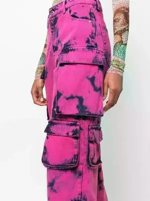 MSGM Two-tone Acid-wash Wide Leg Jeans