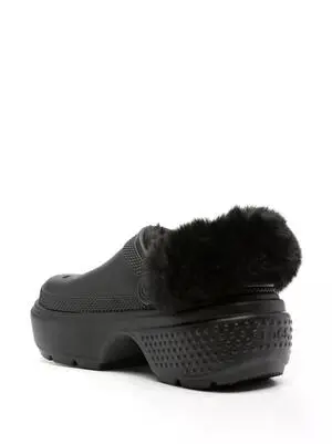 CROCS Faux-fur Platform Clogs - Black