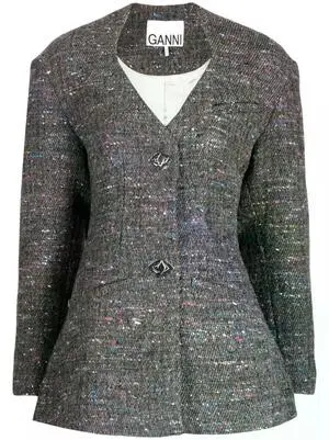 GANNI Fitted Wool-blend Blazer