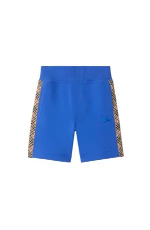 Burberry Check Trim Cotton Shorts - Hyacinth Blue