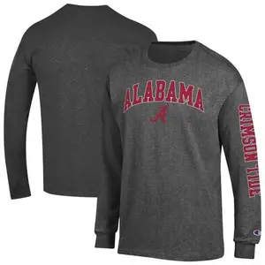 Champion Alabama Crimson Tide Arch Over Logo 2-hit Long Sleeve T-shirt - Charcoal