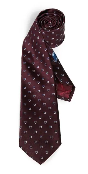 FERRAGAMO Jacquard Silk Neck Tie Bordeaux