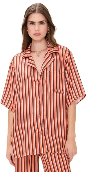 RESA Stripe Print Satin Blouse
