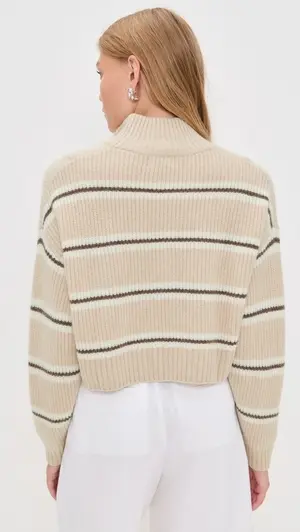 Staud Cropped Hampton Cashmere Sweater - Whisper Stripe