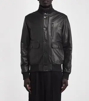 MOORER Leather Bomber Jacket