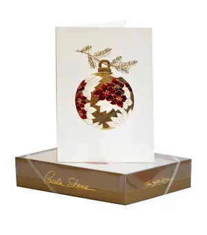 PAULA SKENE Poinsettia Ornament Christmas Cards - Neutral