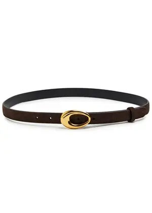 Khaite Olivia Suede Belt - Dark Brown