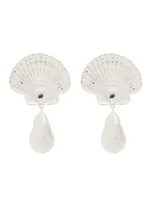 Éliou Scallop Plated Drop Earrings - Silver