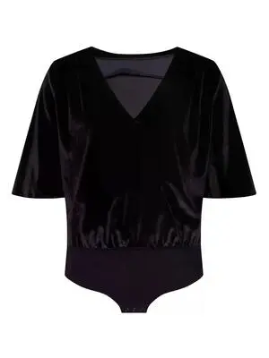 UNDRESS CODE Velvet Wrap-neck Bodysuit