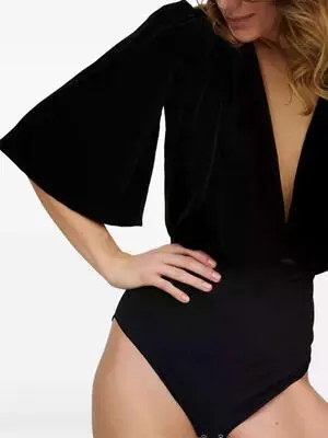 UNDRESS CODE Velvet Wrap-neck Bodysuit