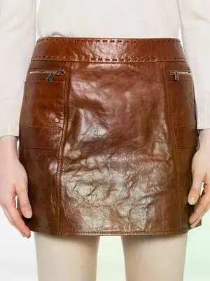 Ermanno Scervino Leather Zip-pocket Mini Skirt