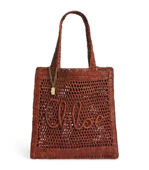 Chloé Raffia Summer Banana Tote - Brown