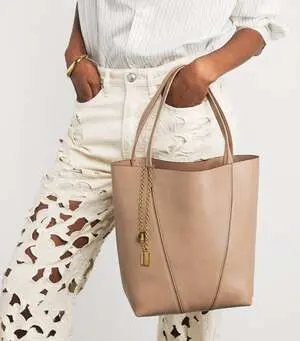 Chloé Medium Leather Spin Tote Bag - Pink