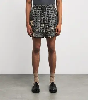 Amiri Silk Bleached Bandana Print Shorts
