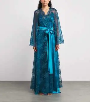 Rosamosario Silk Embellished Long Robe