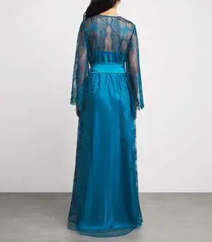 Rosamosario Silk Embellished Long Robe