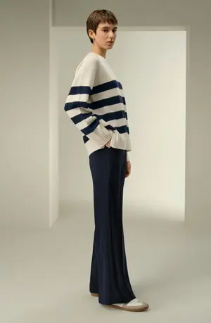 Lilysilk Striped Wool-cashmere Oversized Sweater