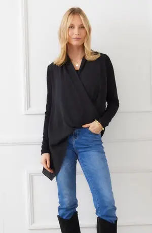 Karen Kane Layered Wrap Front Top