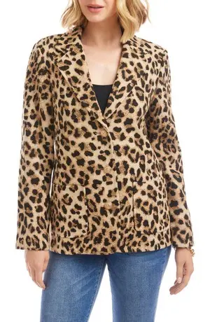 Karen Kane Printed Jacquard Blazer - Leopard