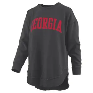 PRESSBOX Georgia Bulldogs Melange Fleece Pullover Sweatshirt - Black