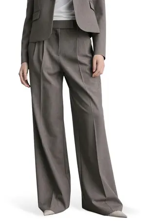 Mango High-waist Wide-leg Pleated Trousers