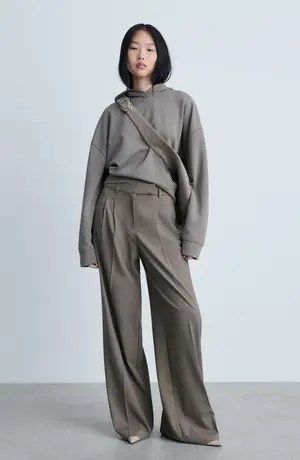 Mango High-waist Wide-leg Pleated Trousers