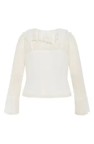 City Chic Tiered Ruffle Bell Sleeve Top - Cream
