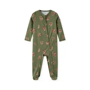 MILKBARN Cotton Stretch Zipper Footed Romper - Pinecone
