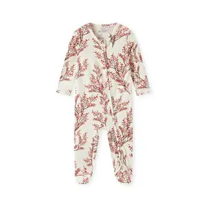 MILKBARN Cotton Stretch Zipper Footed Romper - Winterberry
