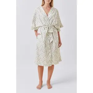 PAPINELLE Floral Swiss Dot Cotton Robe - Rosebud Floral