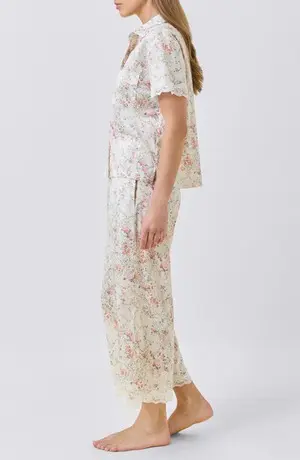 PAPINELLE Yolly Floral Lace Cotton Sateen Pajamas