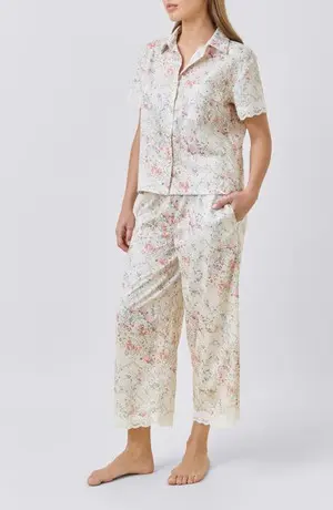 PAPINELLE Yolly Floral Lace Cotton Sateen Pajamas