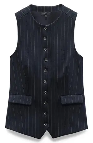 Rag & Bone Irina Ponte Longline Vest - Navy Multi