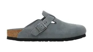 BIRKENSTOCK Boston Soft Footbed Suede Leather Clogs - Basalt Gray Tonal