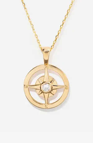 LITTLE SKY STONE Compass Pendant Necklace - Gold