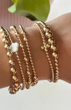LITTLE SKY STONE Eva Gold Beaded Bracelet - 6.5 Inch