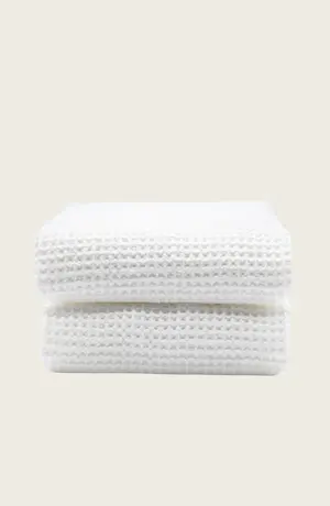ITALIC Sedona Waffle Towels - White/bath Sheet Set Of 2