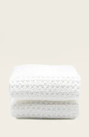 ITALIC Sedona Waffle Towels - White/hand Towel Set Of 2