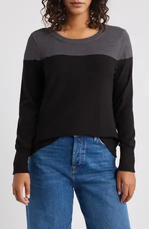 Loveappella Color Blocked Pullover - Grey/black