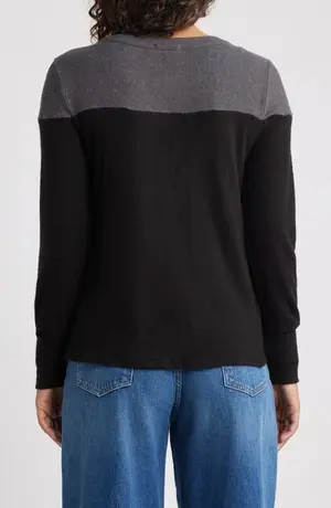 Loveappella Color Blocked Pullover - Grey/black