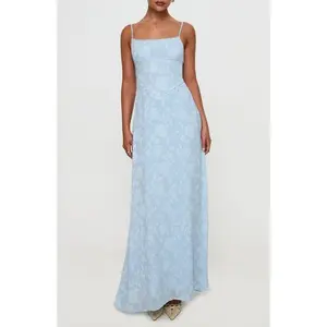 Princess Polly Floral Burnout Maxi Dress - Blue