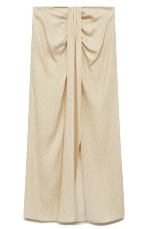 Mango Draped Side Slit Midi Skirt